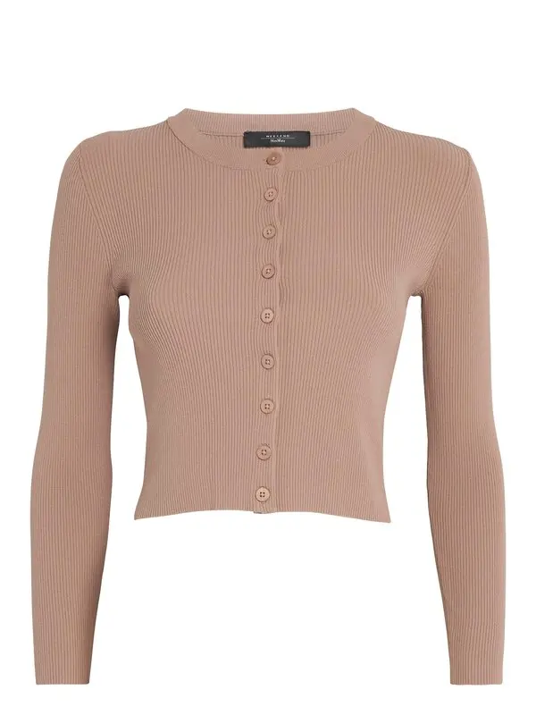 Max Mara Rib-knit Cropped Cardigan - Brown