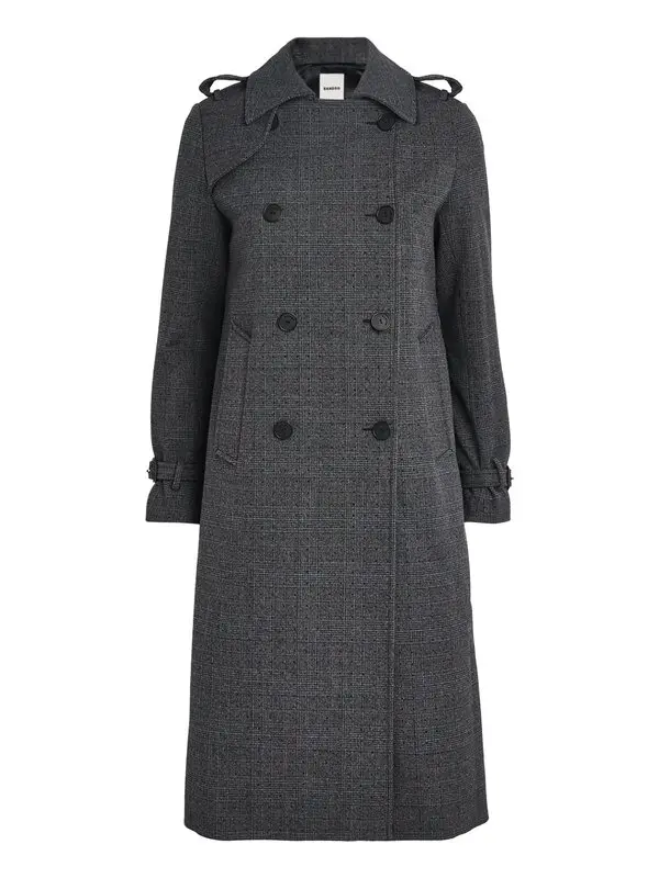 Sandro Rhinestone-embellished Check Trench Coat - Black