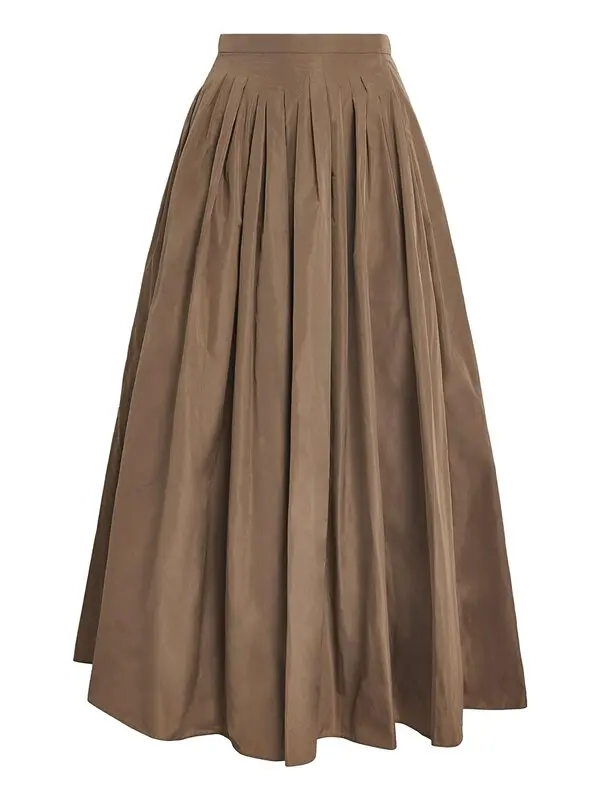 Max Mara Taffeta Water-repellent Pleated Maxi Skirt - Beige