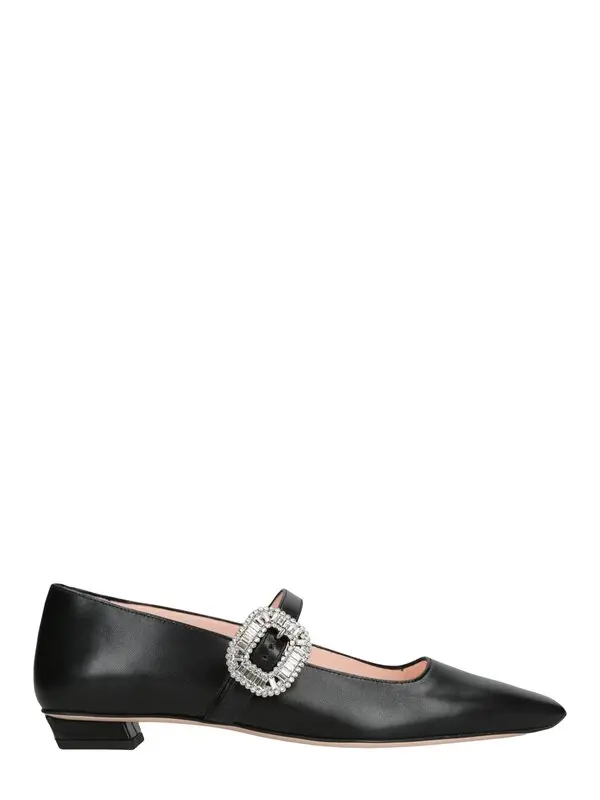 ROGER VIVIER Leather Belle Vivier Mary Jane Flats - Black
