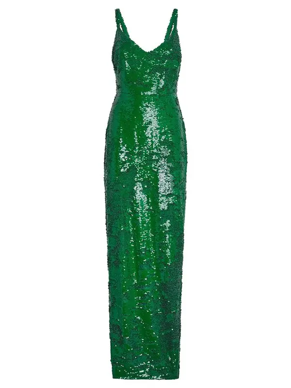 L'Agence Sequin Maxi Dress - Green