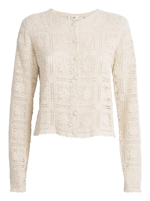 FRAME Cotton Crochet Cardigan - Ivory