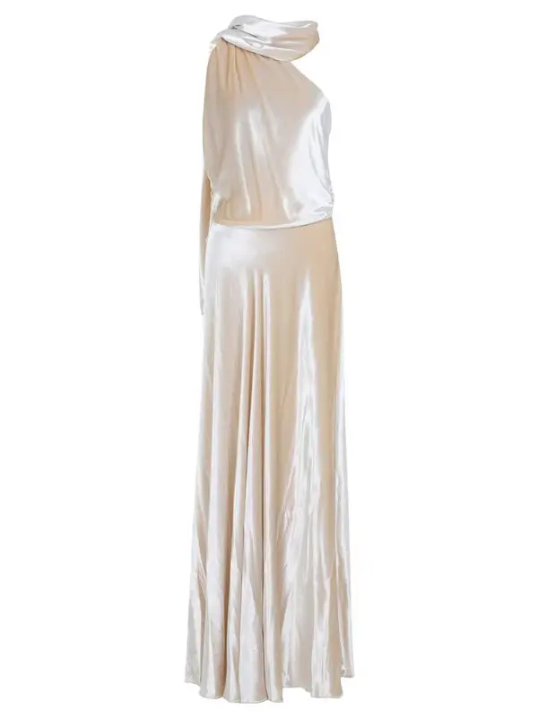 Alberta Ferretti Viscose Velvet Long Dress - Beige