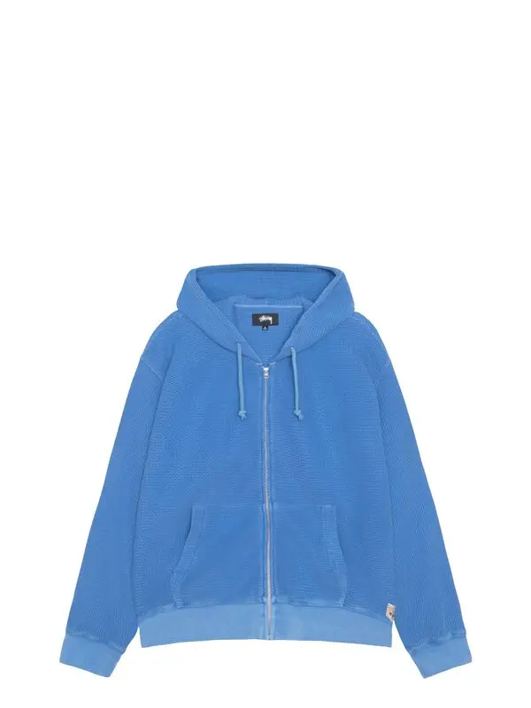 StÜssy Double Layer Waffle Zip Hoodie - Blue