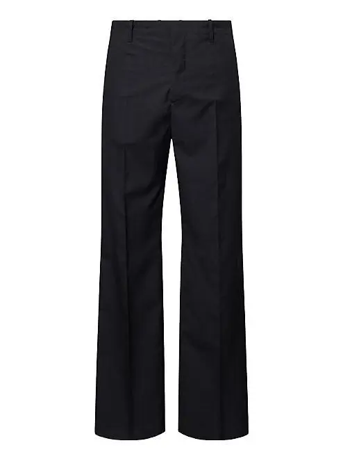 Bottega Veneta Relaxed-fit Wide-leg Wool Trousers - Charcoal Melange