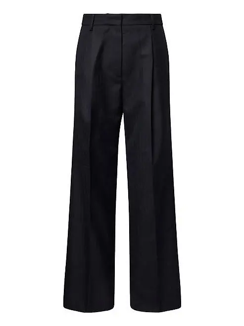Dries Van Noten Wide-leg Wool Trousers - Navy