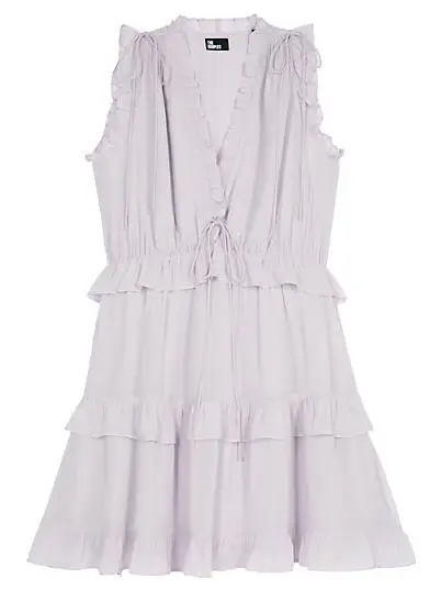 The Kooples Woven Mini Dress With Ruffle Trims - Light Purple