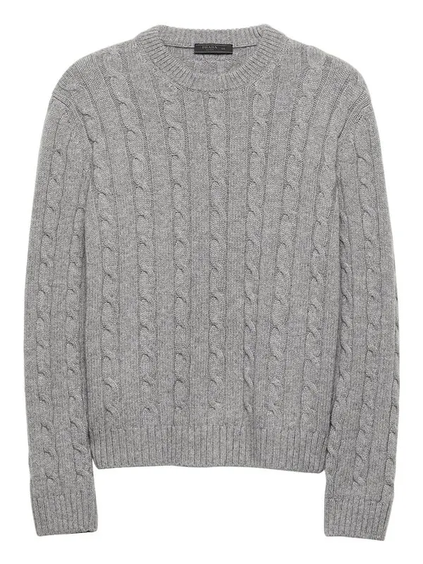 Prada Cashmere Cable Knit Crewneck Sweater - Grigio