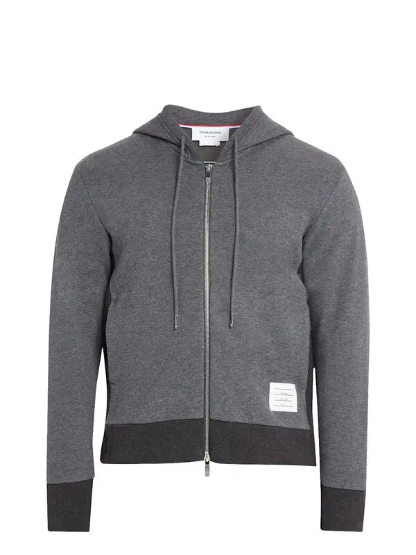 Thom Browne Cotton 4-bar Stripe Full-zip Hoodie - Dark Grey