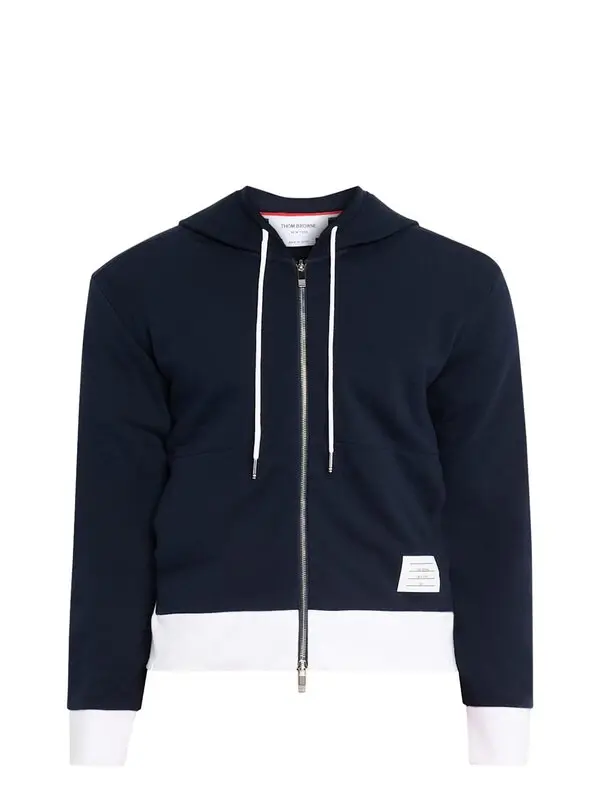 Thom Browne Cotton 4-bar Stripe Full-zip Hoodie - Navy