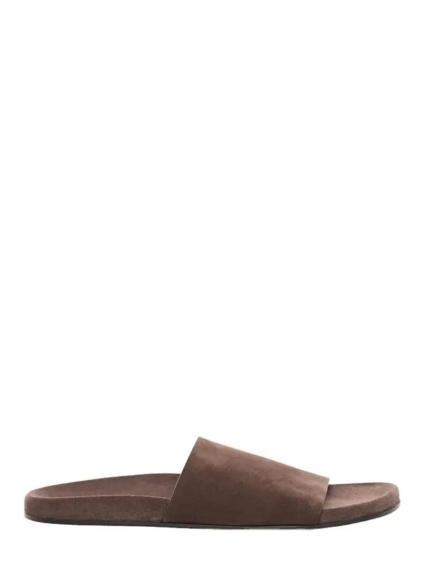 THE ROW Hugh Suede Slide Sandals - Lacquer Brown