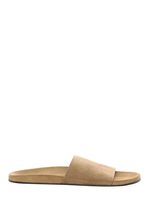THE ROW Hugh Suede Slide Sandals - Military