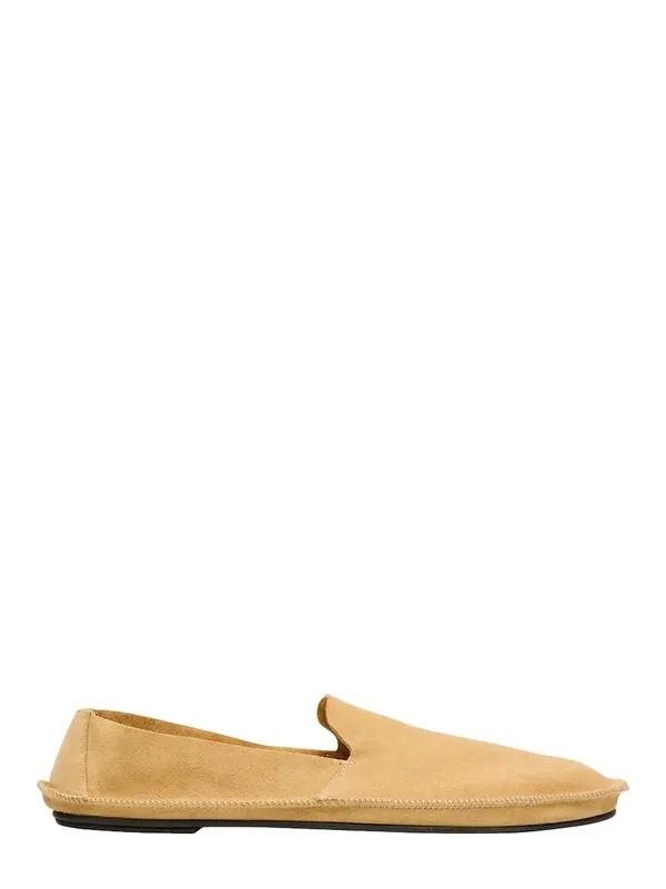 THE ROW Tyler Suede Moc-toe Loafers - Yellow Linen