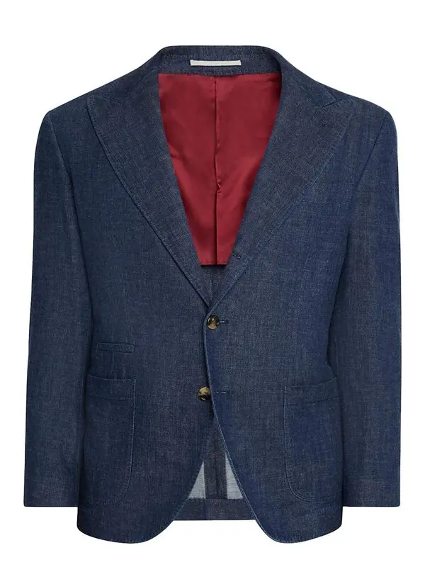 Brunello Cucinelli Denim Single-breasted Sport Coat Peak Lapels - Dark Denim