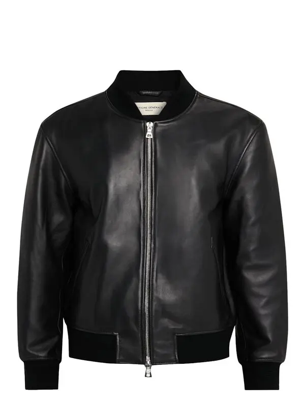 Officine Générale Christo Full-zip Leather Bomber Jacket - Black