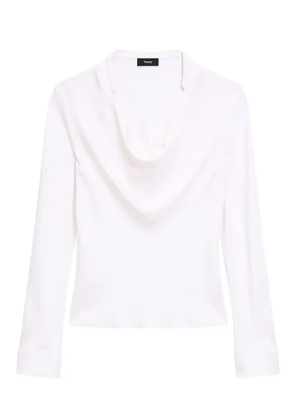 Theory Draped Long-sleeve Silk Blouse - Ivory