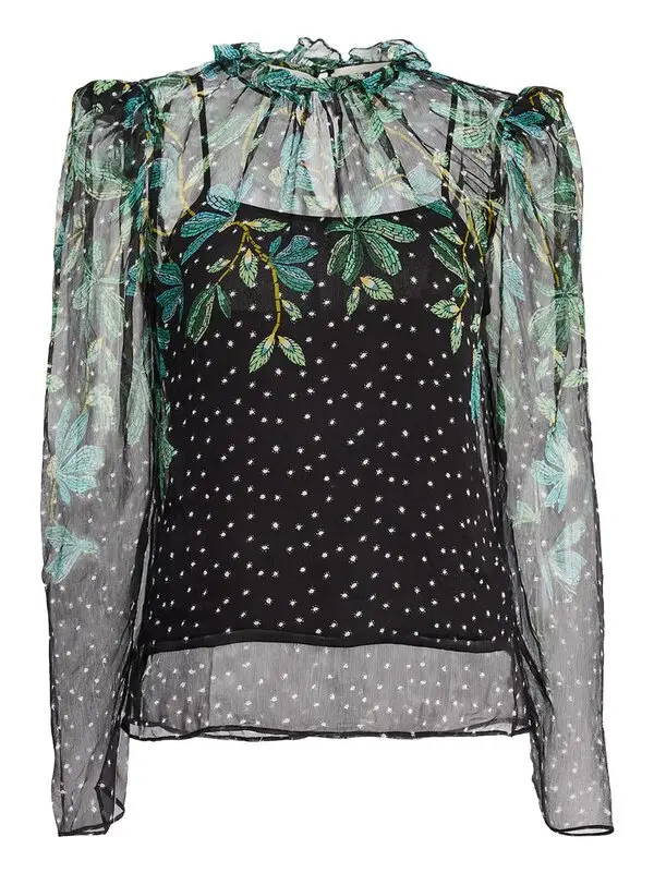 Saloni Mel-b Floral Silk Georgette Blouse - 2353-pelta Topiaria