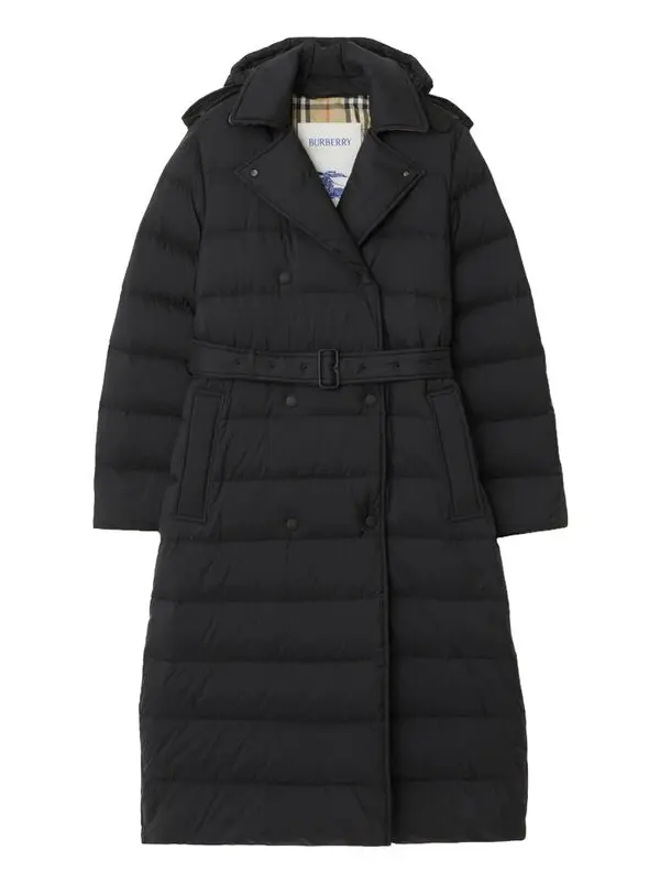 Burberry Long Nylon Hooded Puffer Coat - Black