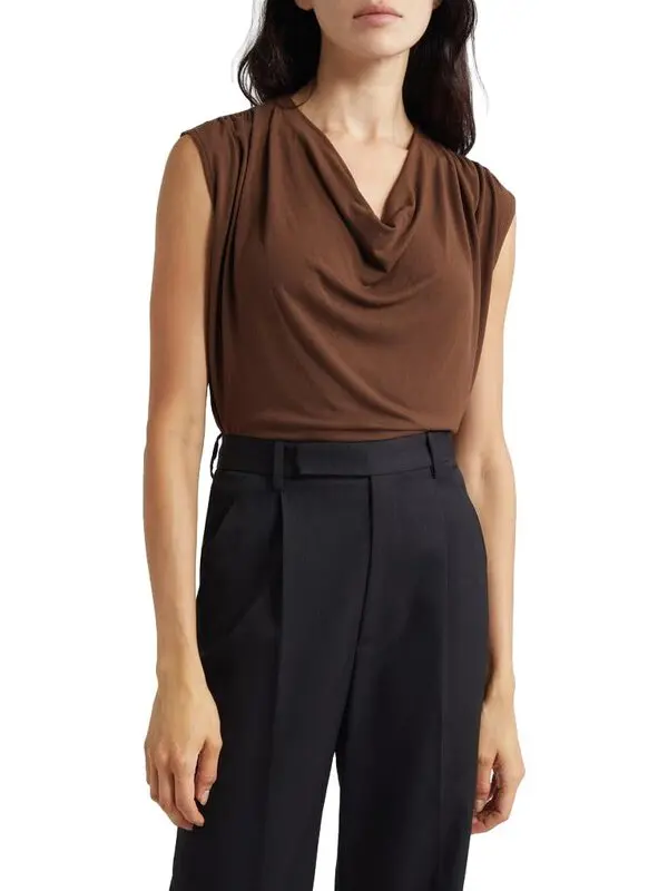 Vince Cowl Neck Sleeveless Top - Espresso