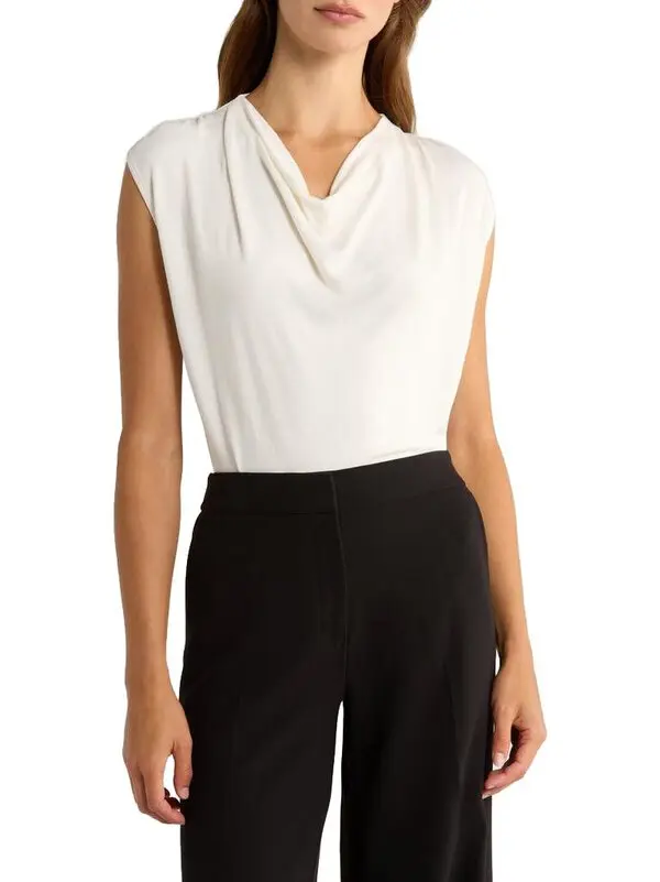 Vince Cowl Neck Sleeveless Top - Gesso