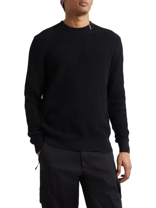 Moncler Waffle Stitch Crewneck Sweater - Black