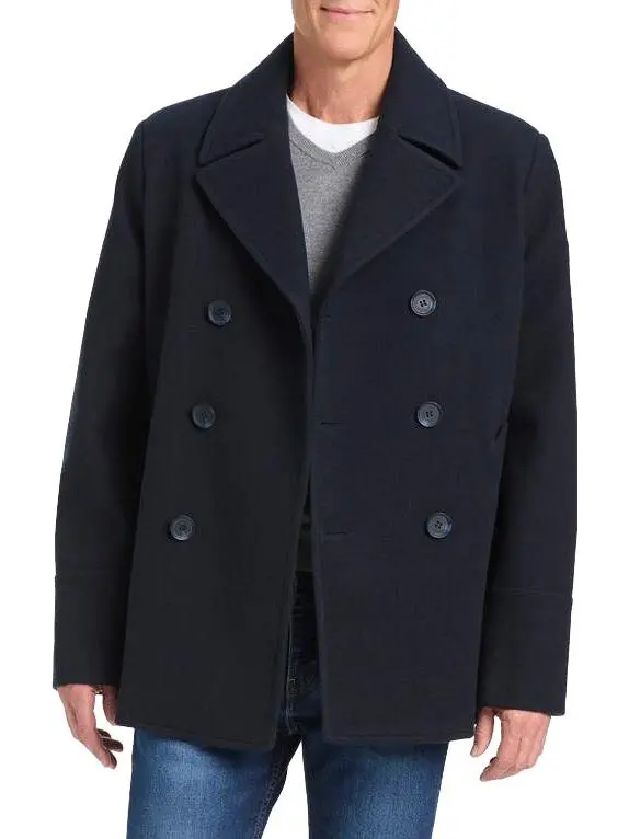 Vince Camuto Double-breasted Water-resistant Coat - Navy