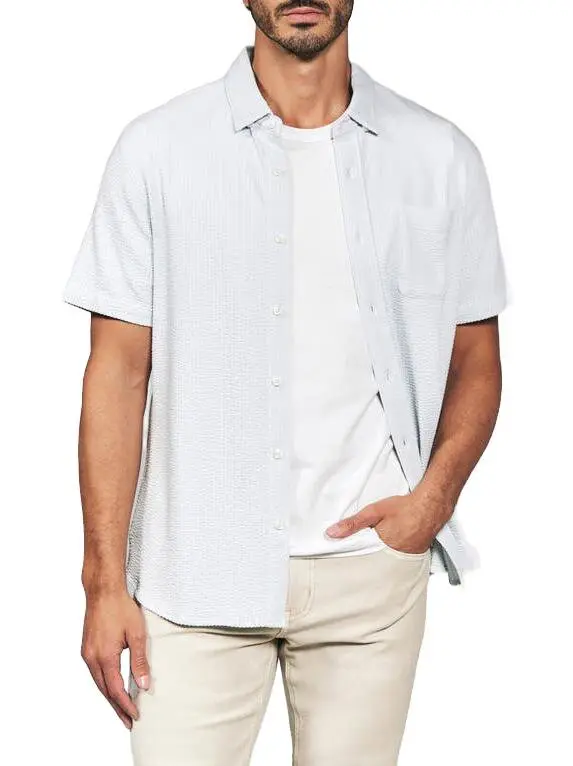 7 Diamonds Keaton Stripe Seersucker Short Sleeve Button-up Shirt - Grey