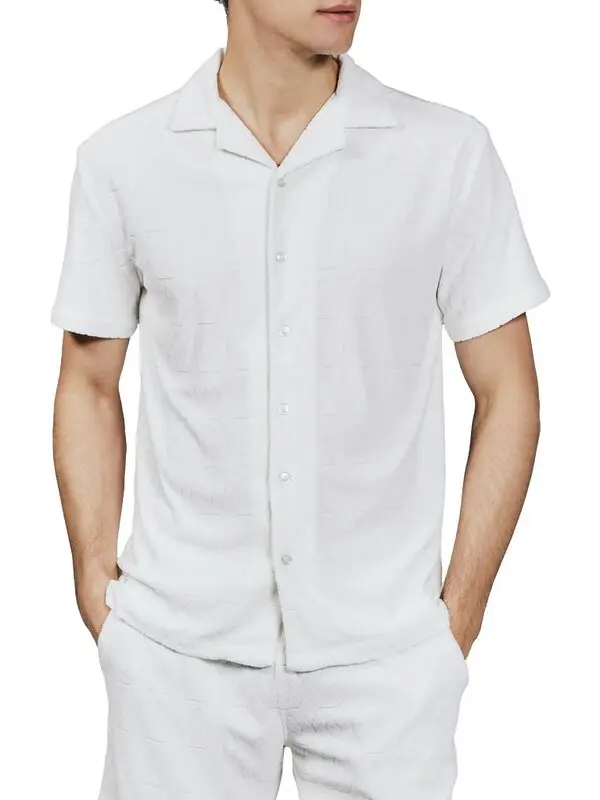 7 Diamonds Ponce Terry Cloth Camp Shirt - Natural