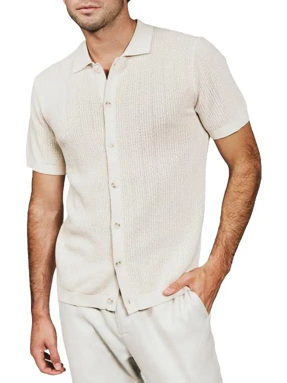 7 Diamonds Nash Knit Short Sleeve Button-up Shirt - Tan