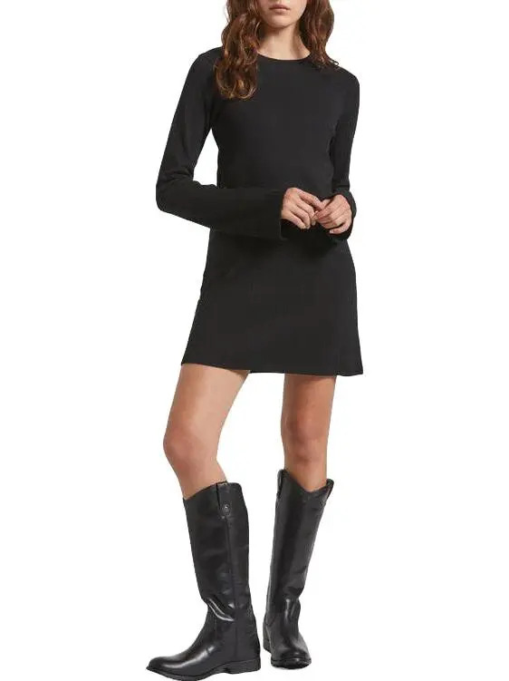 Brixton Dolly Long Sleeve Cotton Knit Dress - Black