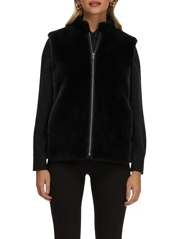 Gorski Reversible Shearling Vest With Loro Piana Wool And Cashmere Quilted Down Back - Black/black
