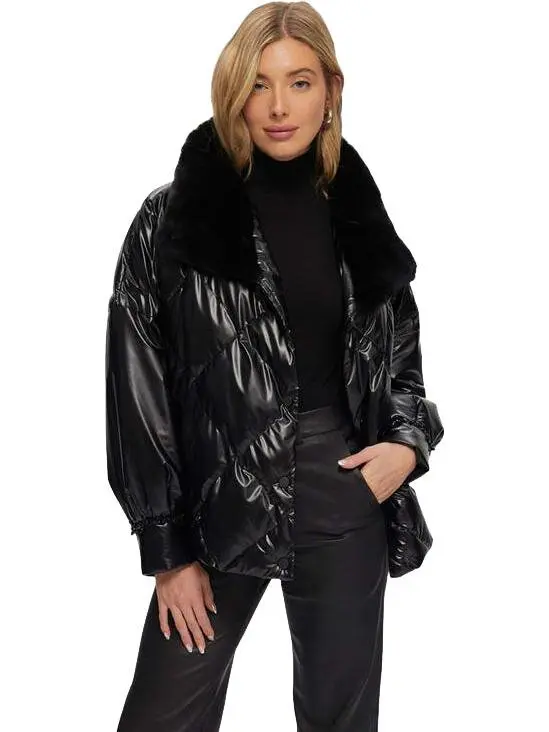 Gorski Quilted Jacket With Shearling Collar - Black