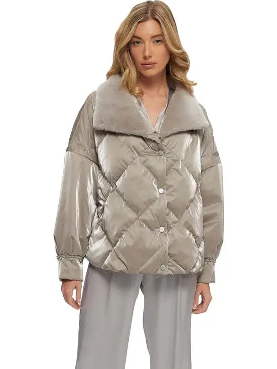 Gorski Quilted Jacket With Shearling Collar - Greige