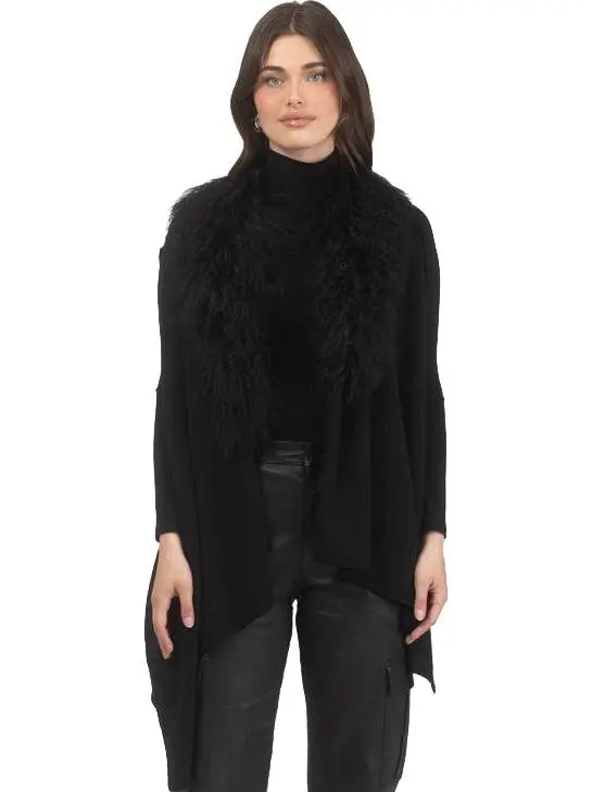 Gorski Cashmere And Merino Wool Blend Vest With Shearling Trim - Black