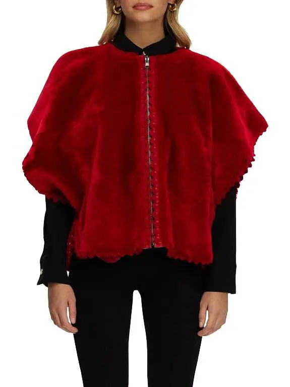 Gorski Reversible Collarless Shearling Jacket - Red/red