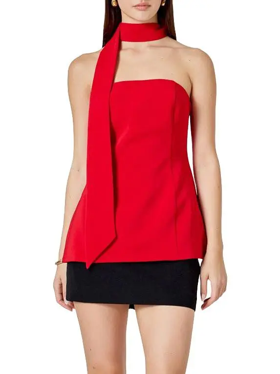 Endless Rose Sleeveless Choker Tie Top - Red