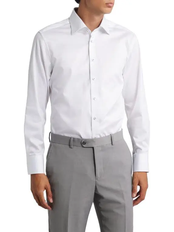 1863 BY ETERNA Luxury Slim Fit Non-iron Dress Shirt - White