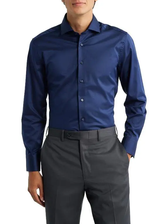 1863 BY ETERNA Luxury Slim Fit Non-iron Dress Shirt - Navy