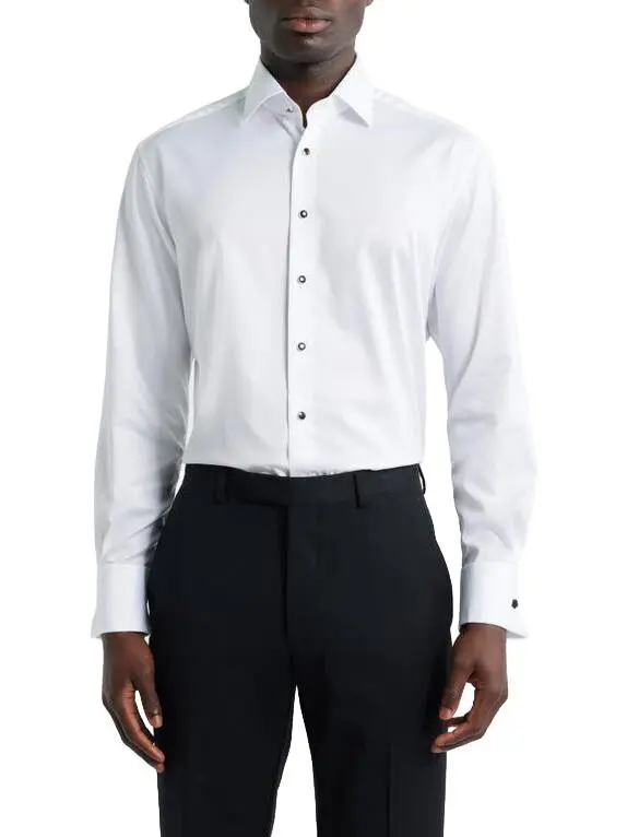 1863 BY ETERNA Luxury Black Tie Modern Fit Dress Shirt - White