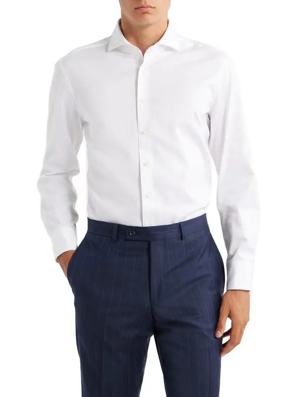 1863 BY ETERNA Soft Luxury Slim Fit Dress Shirt - White