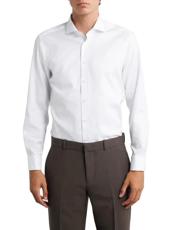 ETERNA Cover Slim Fit Non-iron French Cuff Cotton Dress Shirt - White