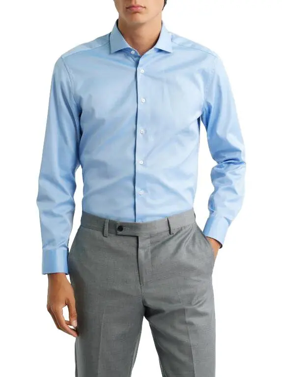 ETERNA Slim Fit Non-iron Cotton Twill Cover Shirt - Blue