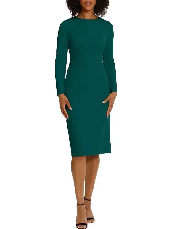 Maggy London Long Sleeve Sheath Dress - Deep Teal