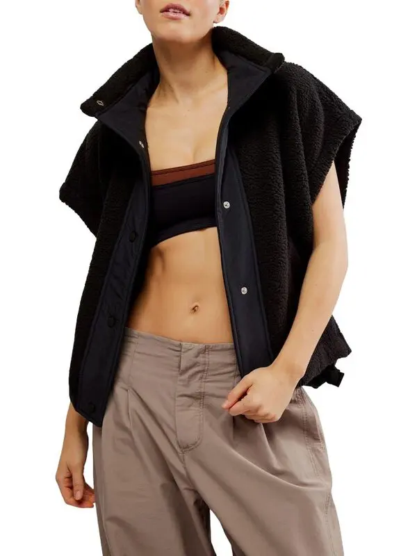 Free People Scout It Out Fleece Vest - Black