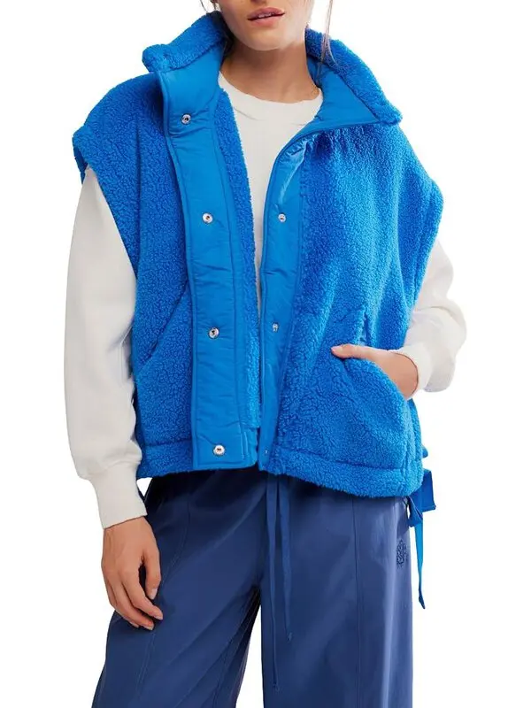Free People Scout It Out Fleece Vest - Light Cobalt