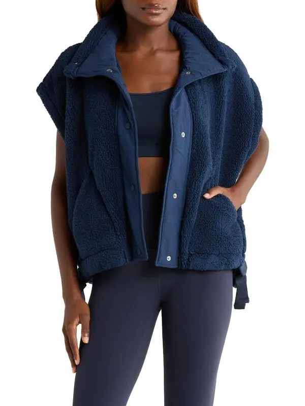 Free People Scout It Out Fleece Vest - Navy