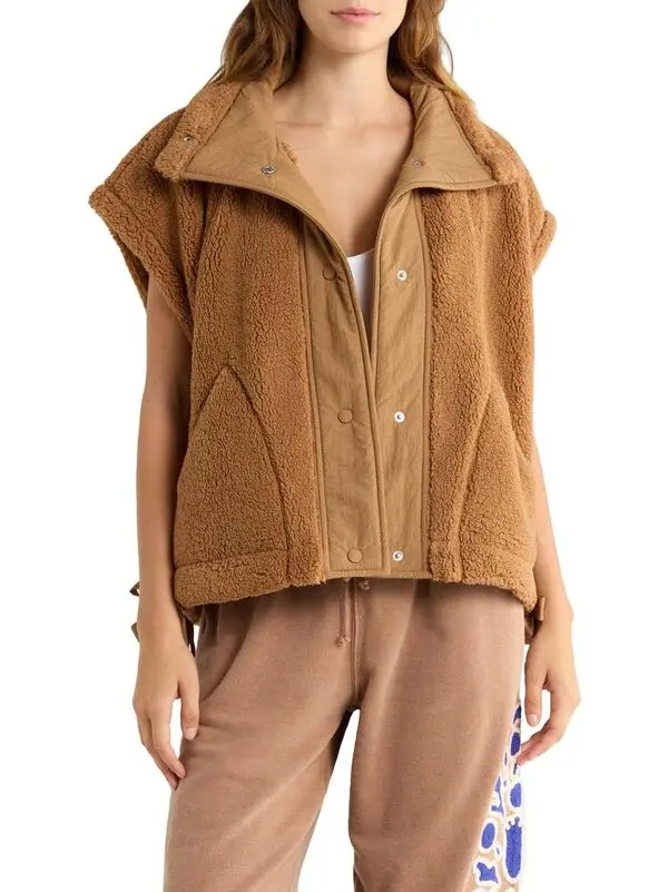 Free People Scout It Out Fleece Vest - Twig