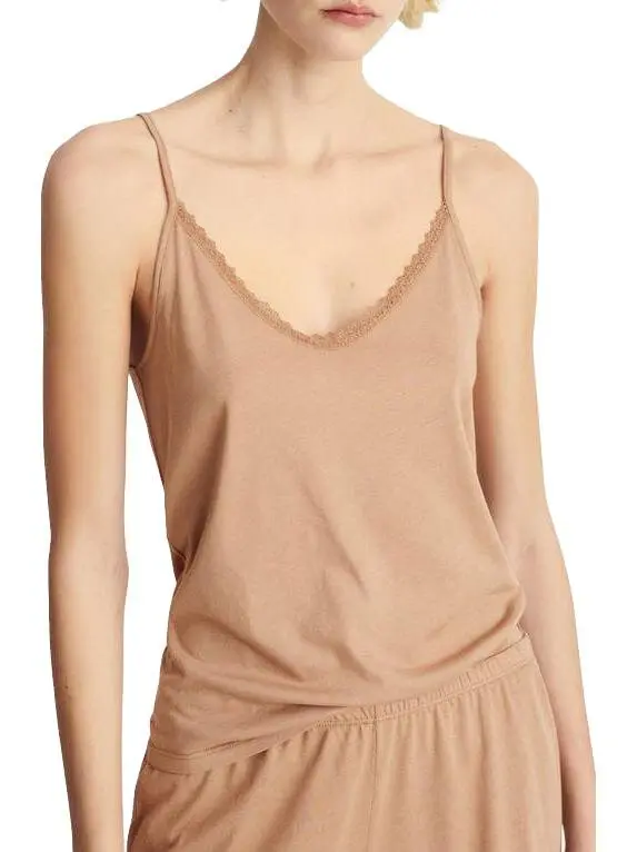 Mango Contrast Lace Sleep Camisole - Medium Brown
