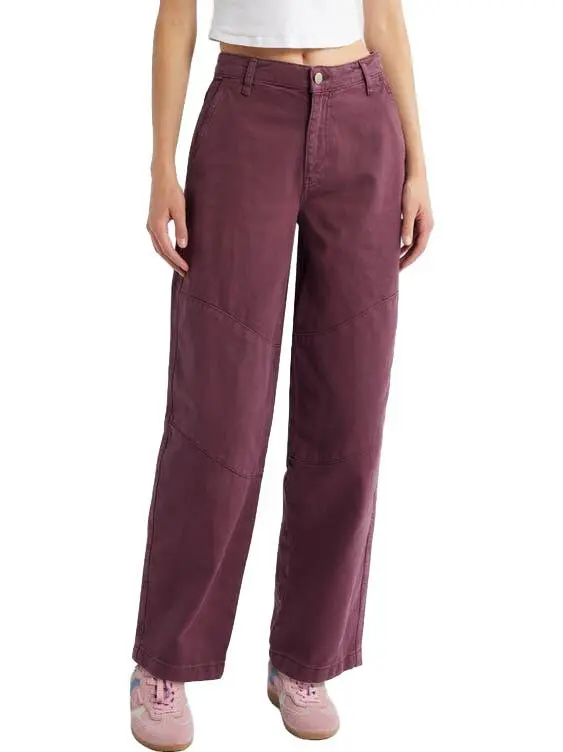 DAMSON MADDER Drew Wide Leg Jeans - Burgundy