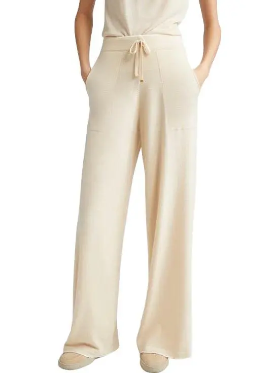 Eleventy Merino Wool Wide-leg Trousers - 02a-01 Beige And White